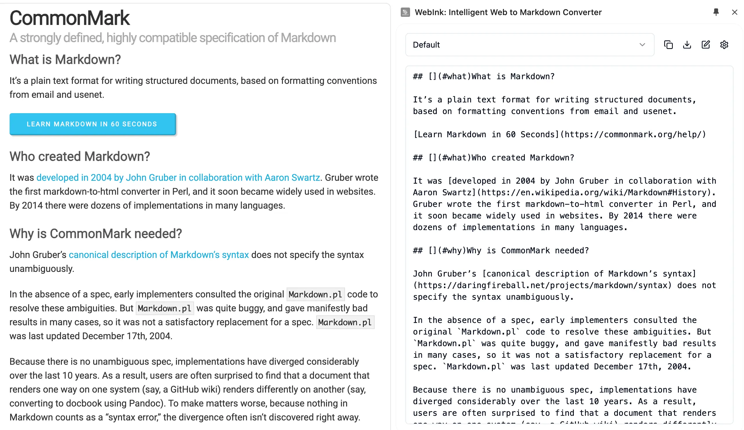 WebInk - Transform Web Pages into Markdown
